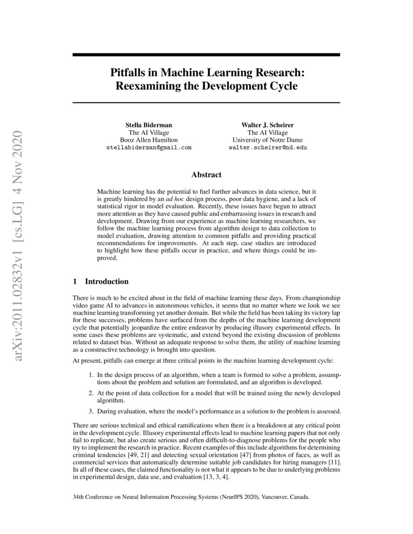 Pitfalls in Machine Learning Research: Reexamining the Development ...
