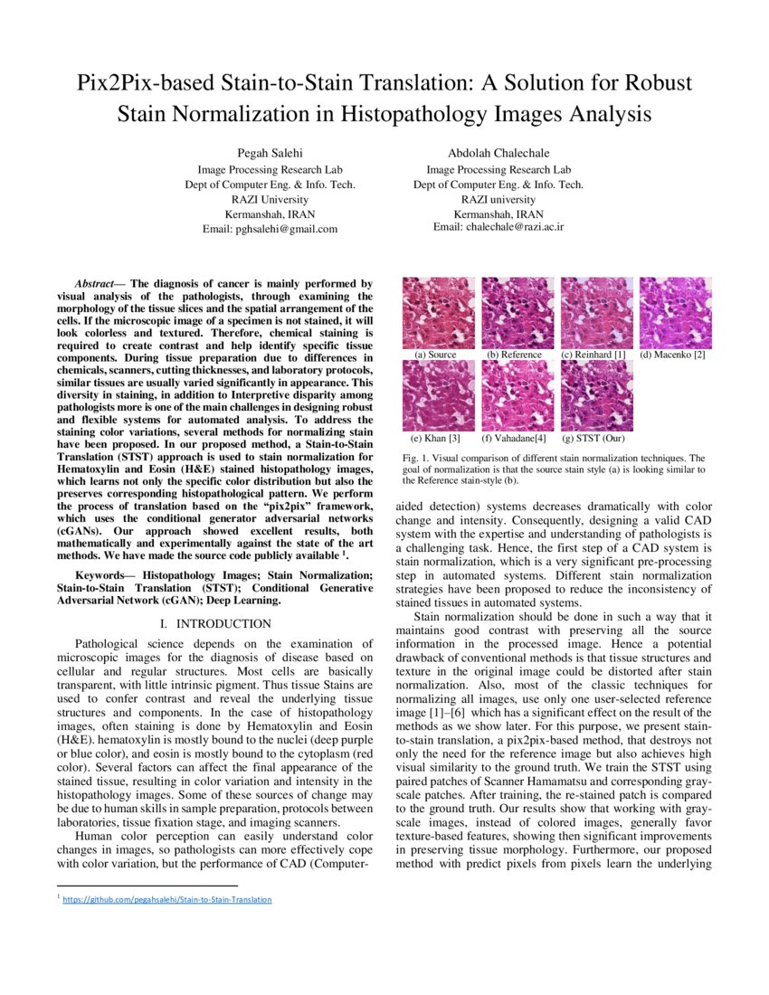Pix2pix Based Stain To Stain Translation A Solution For Robust Stain