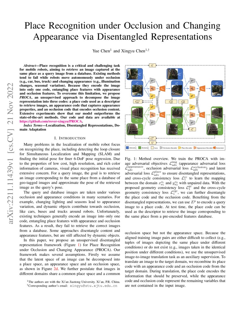 Place Recognition under Occlusion and Changing Appearance via Disentangled Representations | DeepAI