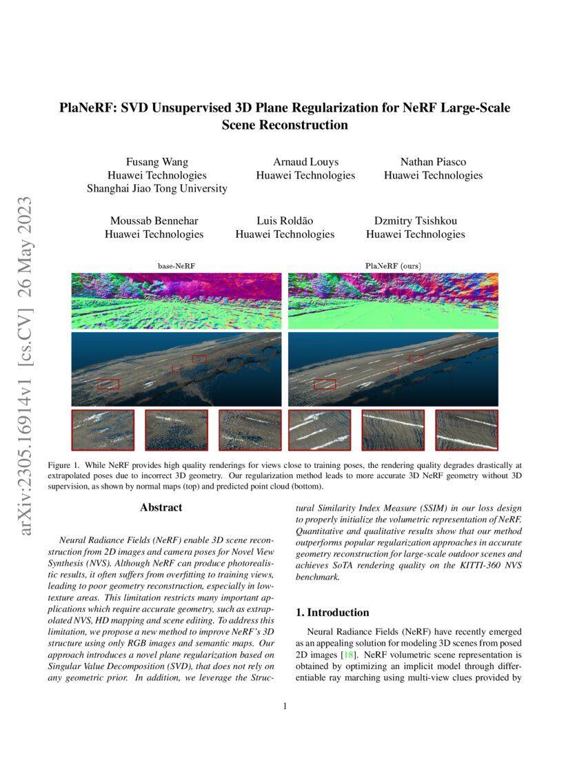 PlaNeRF: SVD Unsupervised 3D Plane Regularization for NeRF Large-Scale ... PlaNeRF: SVD Unsupervised 3D Plane Regularization for NeRF Large-Scale ...