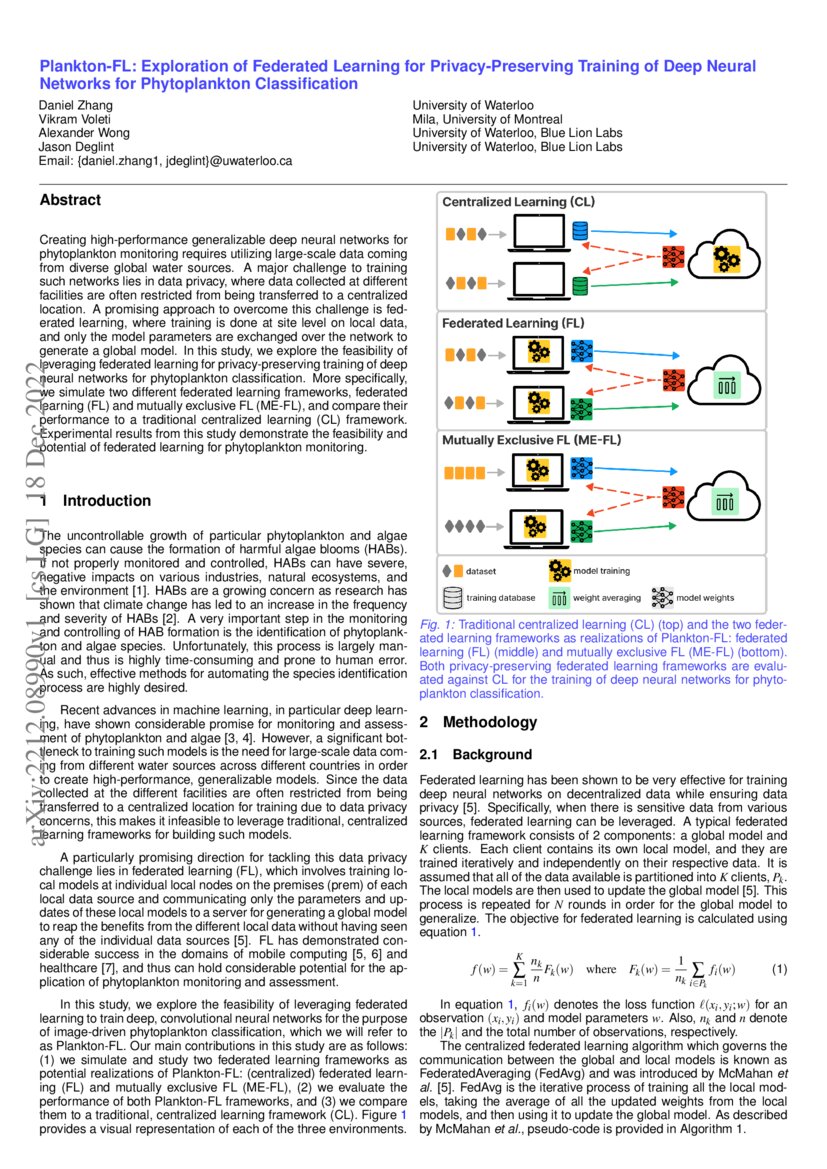Plankton-FL: Exploration of Federated Learning for Privacy-Preserving Training of Deep Neural ...