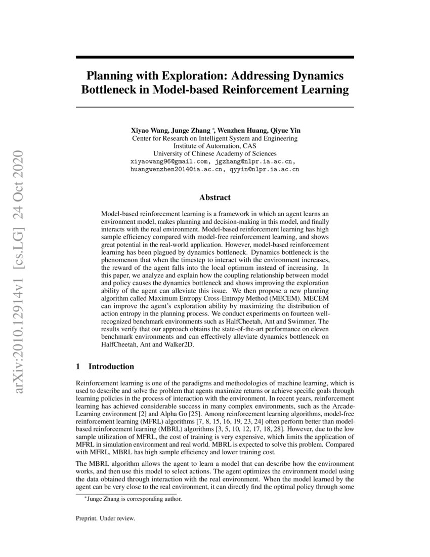 Planning with Exploration: Addressing Dynamics Bottleneck in Model-based Reinforcement Learning ...