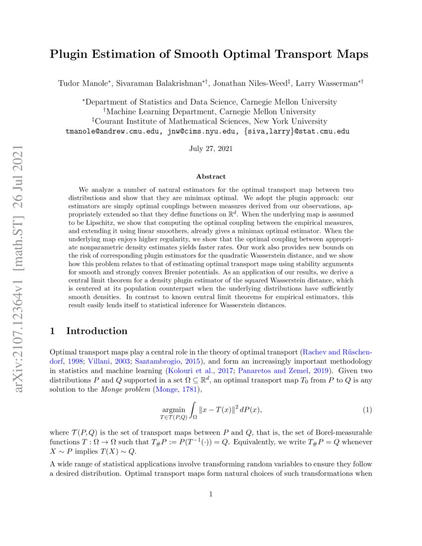 Plugin Estimation of Smooth Optimal Transport Maps | DeepAI