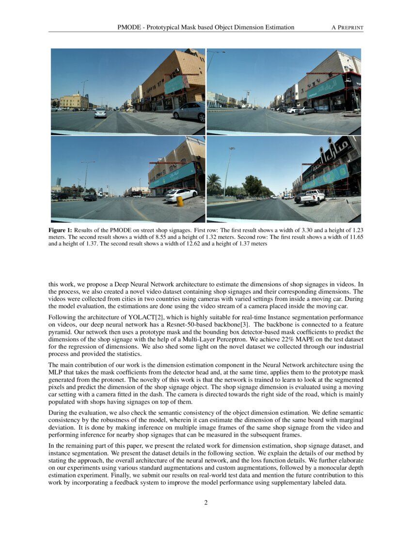 Pmode Prototypical Mask Based Object Dimension Estimation Deepai