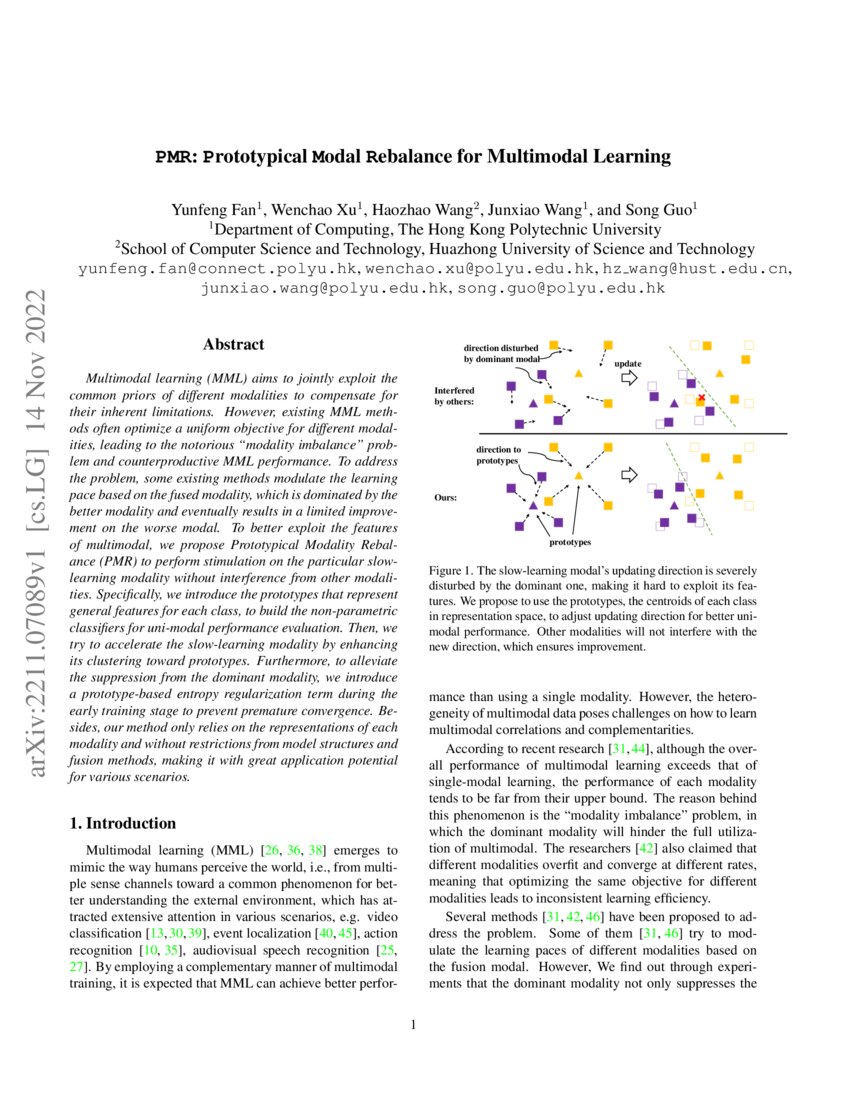 PMR: Prototypical Modal Rebalance for Multimodal Learning | DeepAI