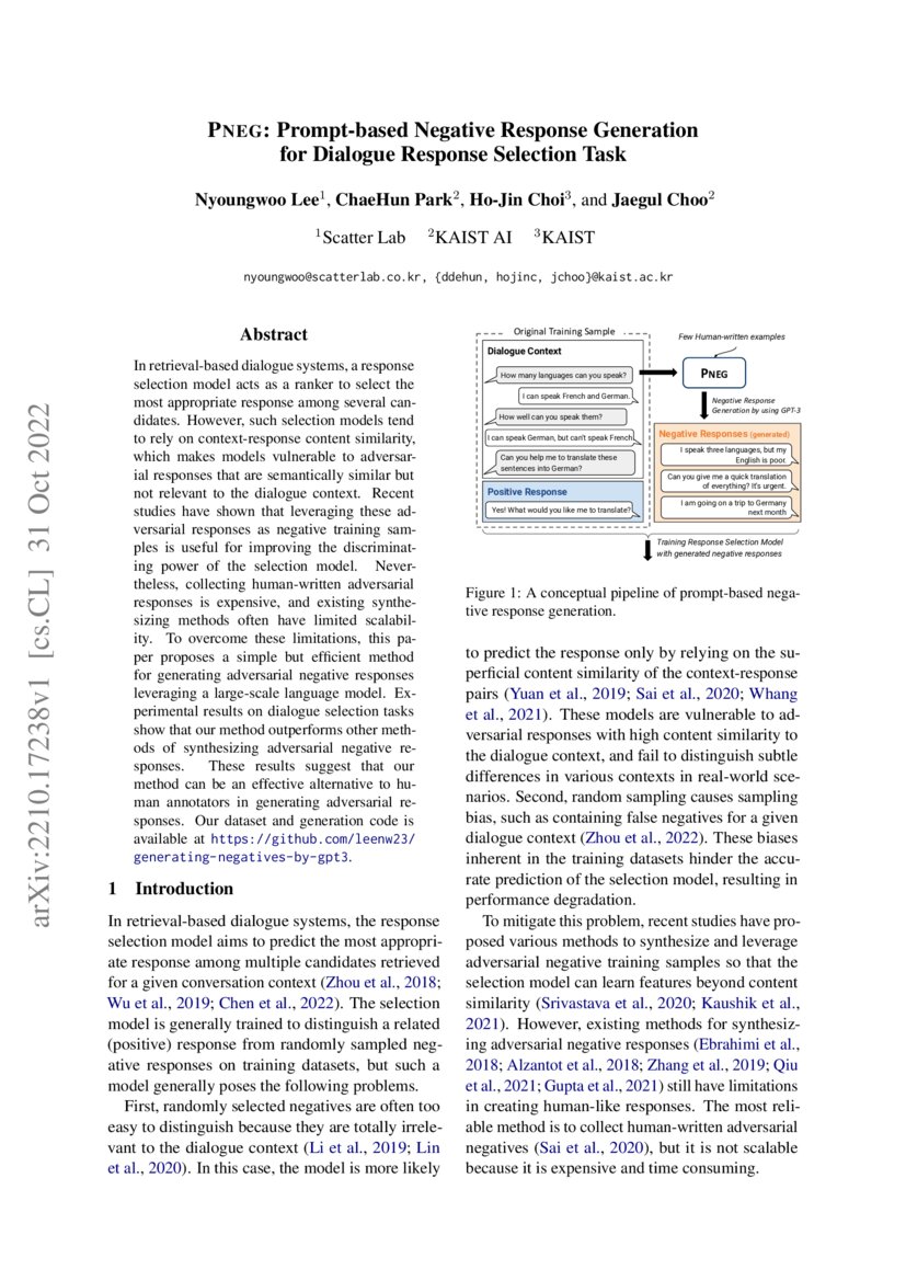 Pneg: Prompt-based Negative Response Generation for Dialogue Response Selection Task | DeepAI