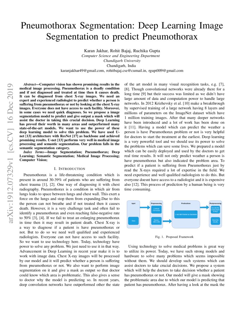 Pneumothorax Segmentation: Deep Learning Image Segmentation to predict Pneumothorax | DeepAI