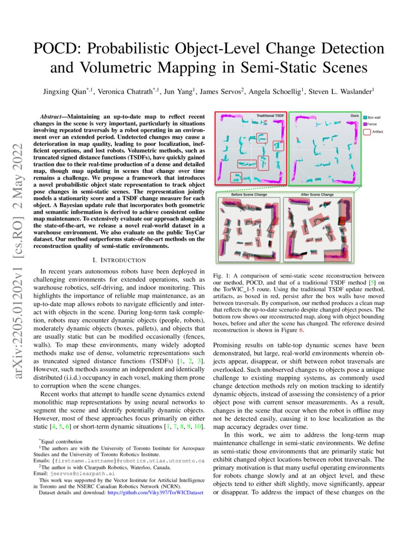 POCD: Probabilistic Object-Level Change Detection and Volumetric ...