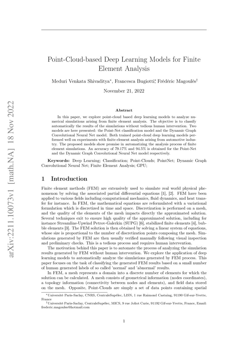 Point Cloud Based Deep Learning Models For Finite Element Analysis Deepai