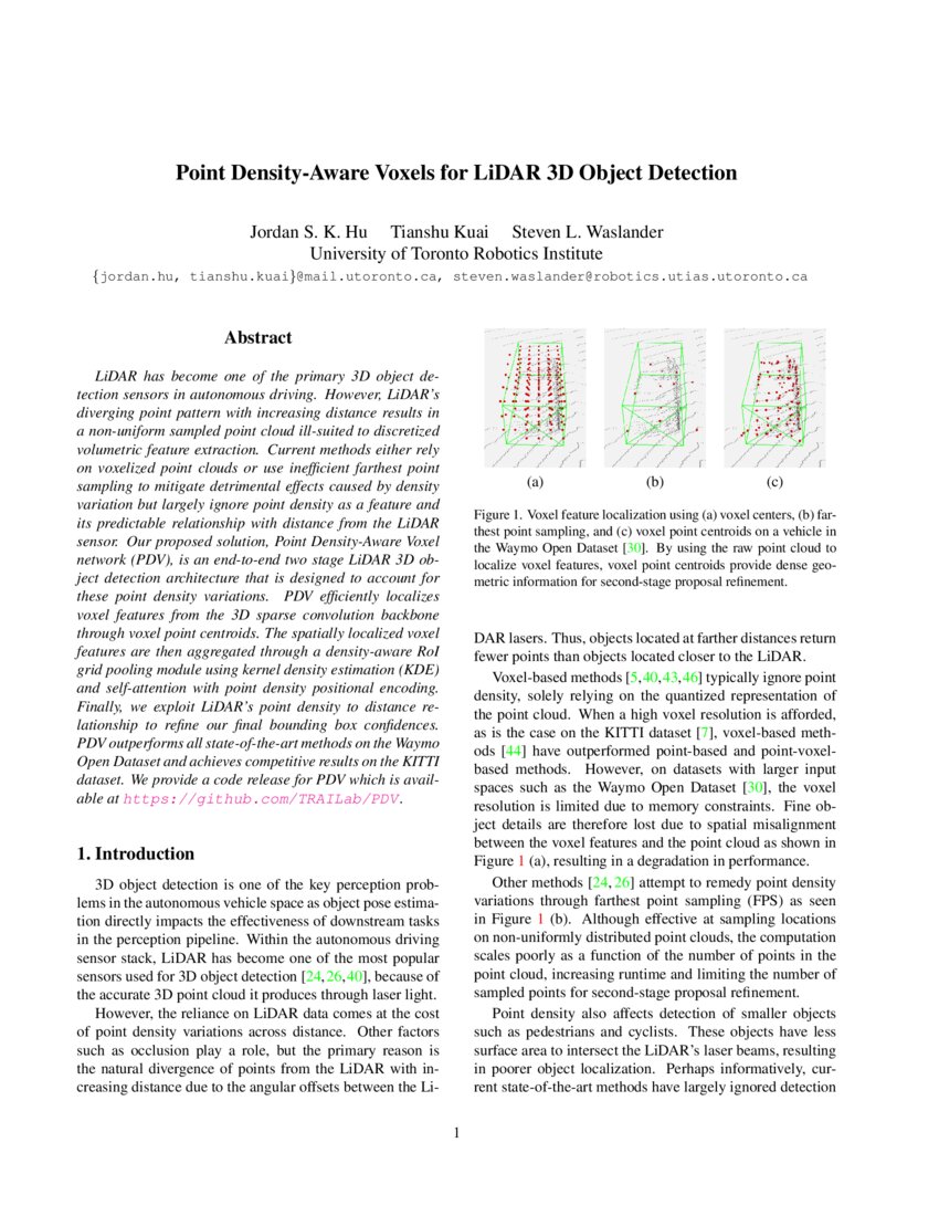 Point Density-Aware Voxels for LiDAR 3D Object Detection | DeepAI