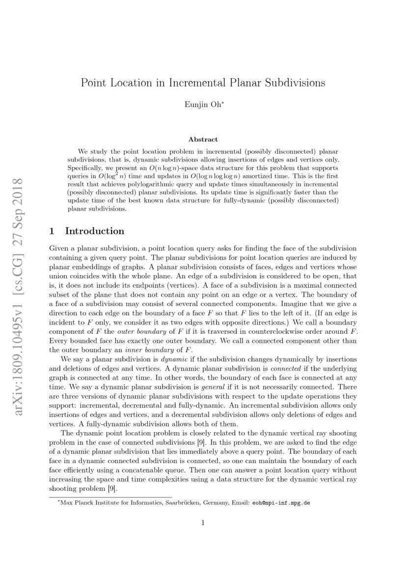 Point Location In Incremental Planar Subdivisions Deepai