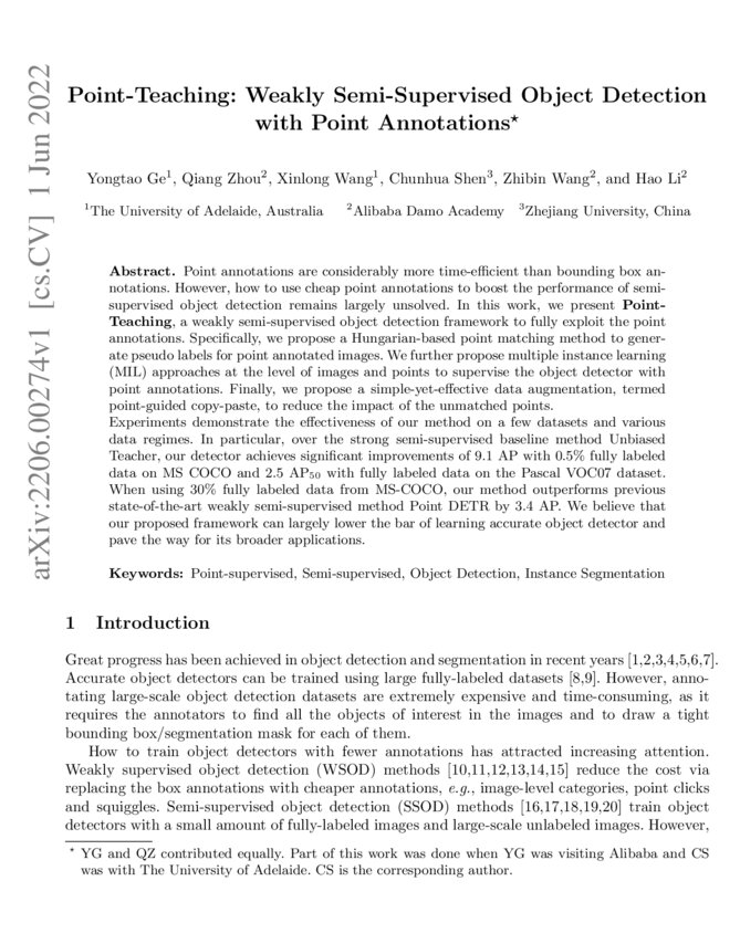 Point Teaching Weakly Semi Supervised Object Detection With Point Annotations Deepai