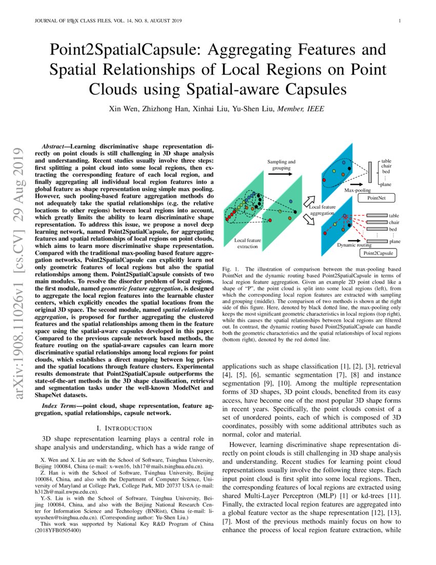 Point2spatialcapsule Aggregating Features And Spatial Relationships Of Local Regions On Point