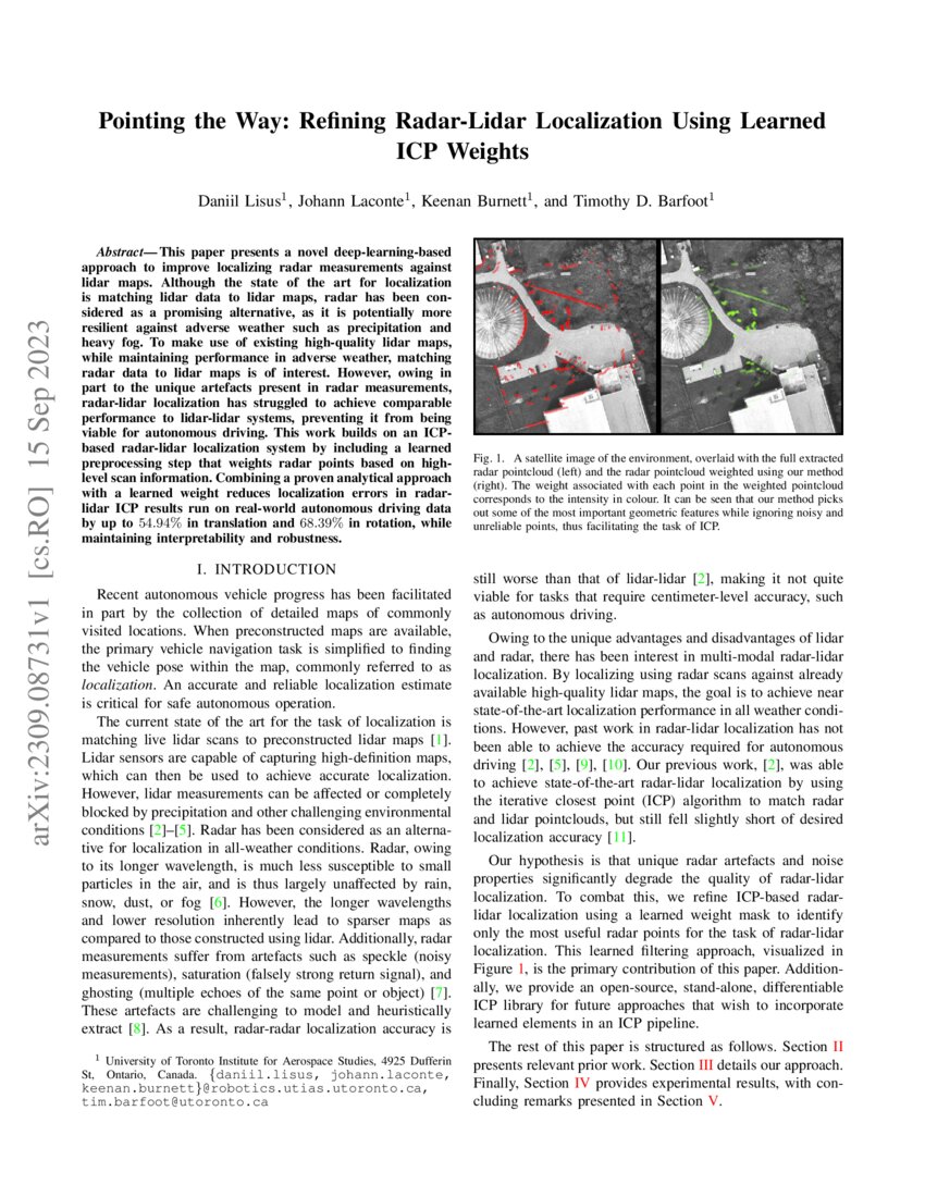 Pointing The Way Refining Radar Lidar Localization Using Learned Icp Weights Deepai