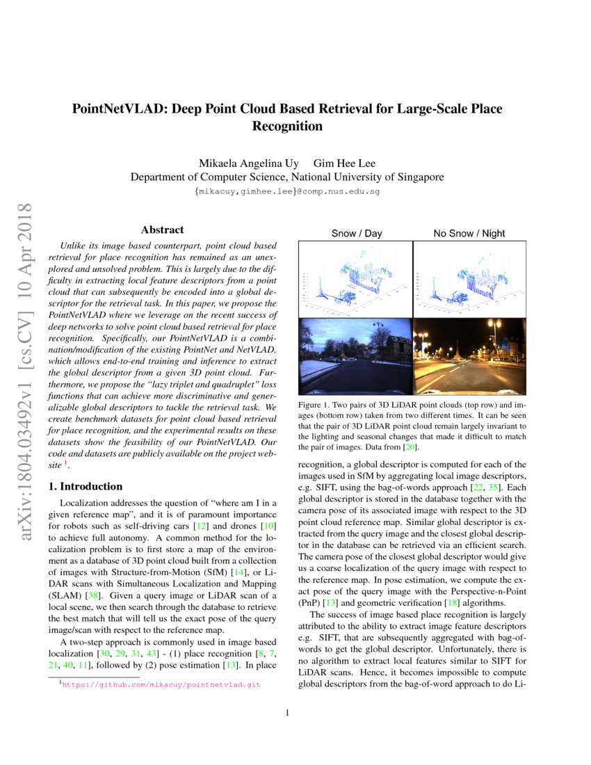 PointNetVLAD: Deep Point Cloud Based Retrieval for Large-Scale Place Recognition | DeepAI