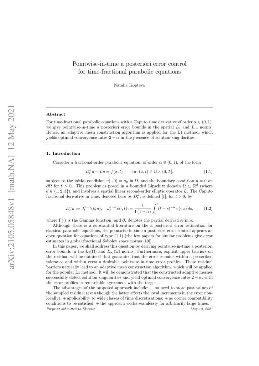 Pointwise In Time A Posteriori Error Control For Time Fractional