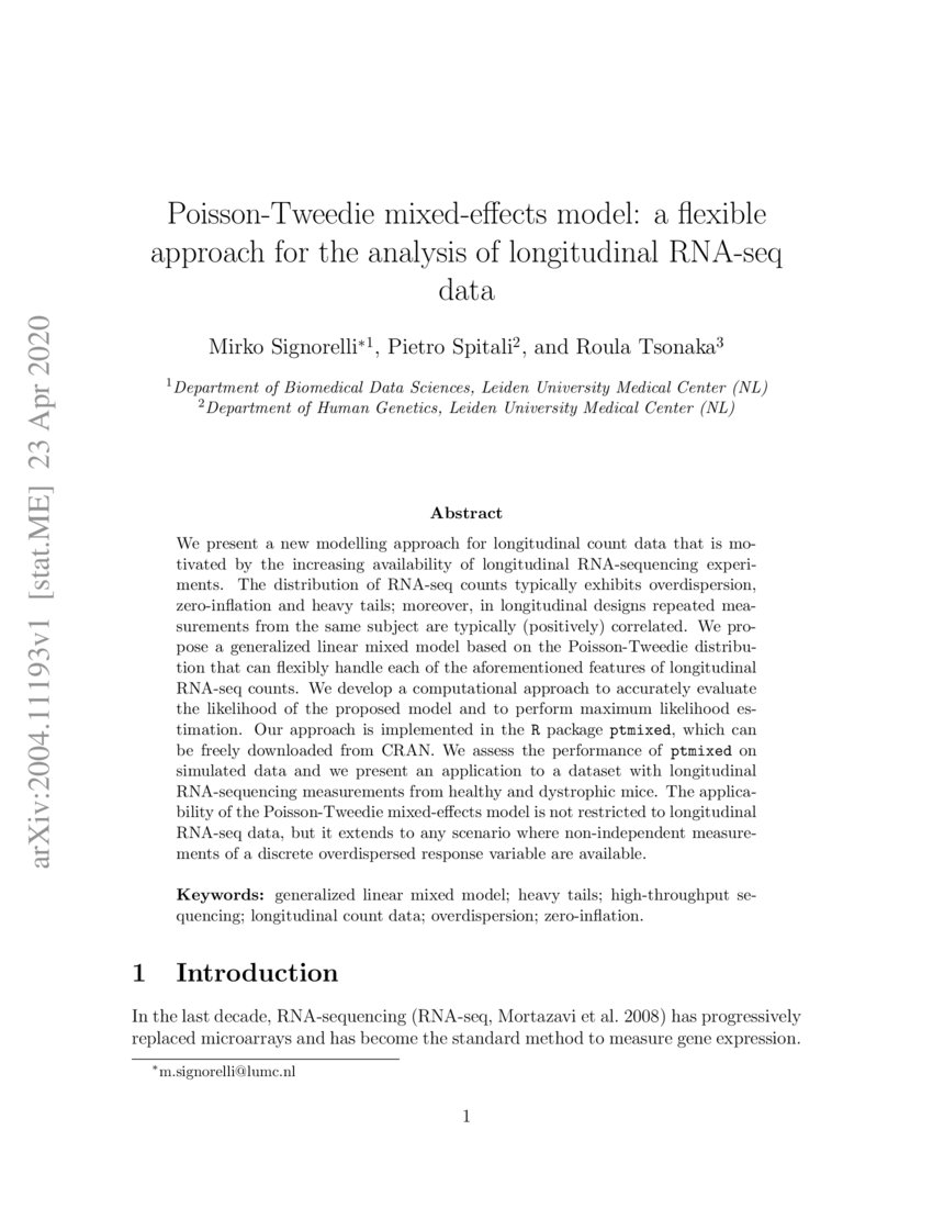 Poisson-Tweedie mixed-effects model: a flexible approach for the ...
