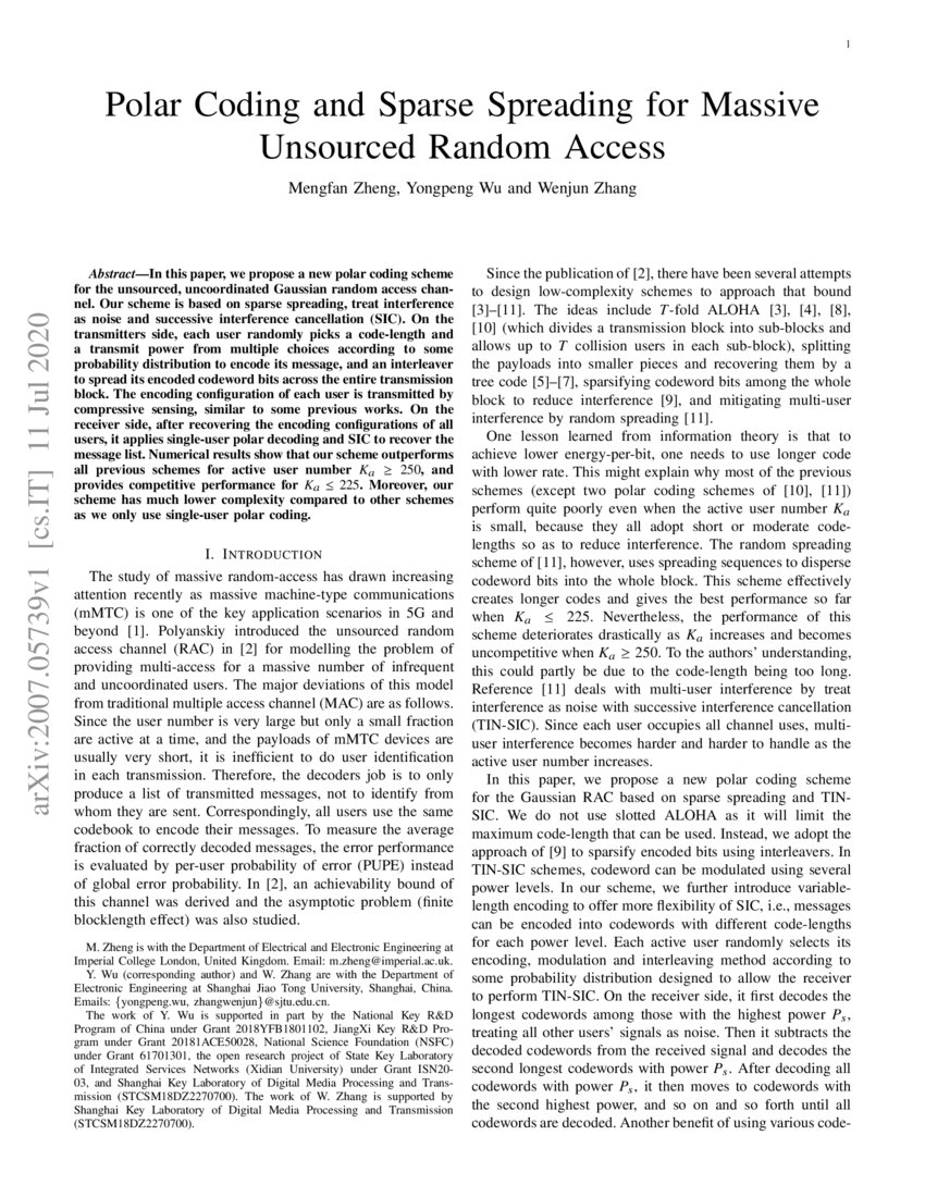 Polar Coding And Sparse Spreading For Massive Unsourced Random Access Deepai
