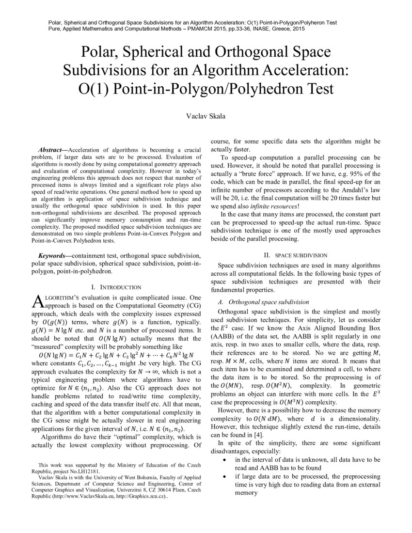 Polar, Spherical and Orthogonal Space Subdivisions for an Algorithm ...