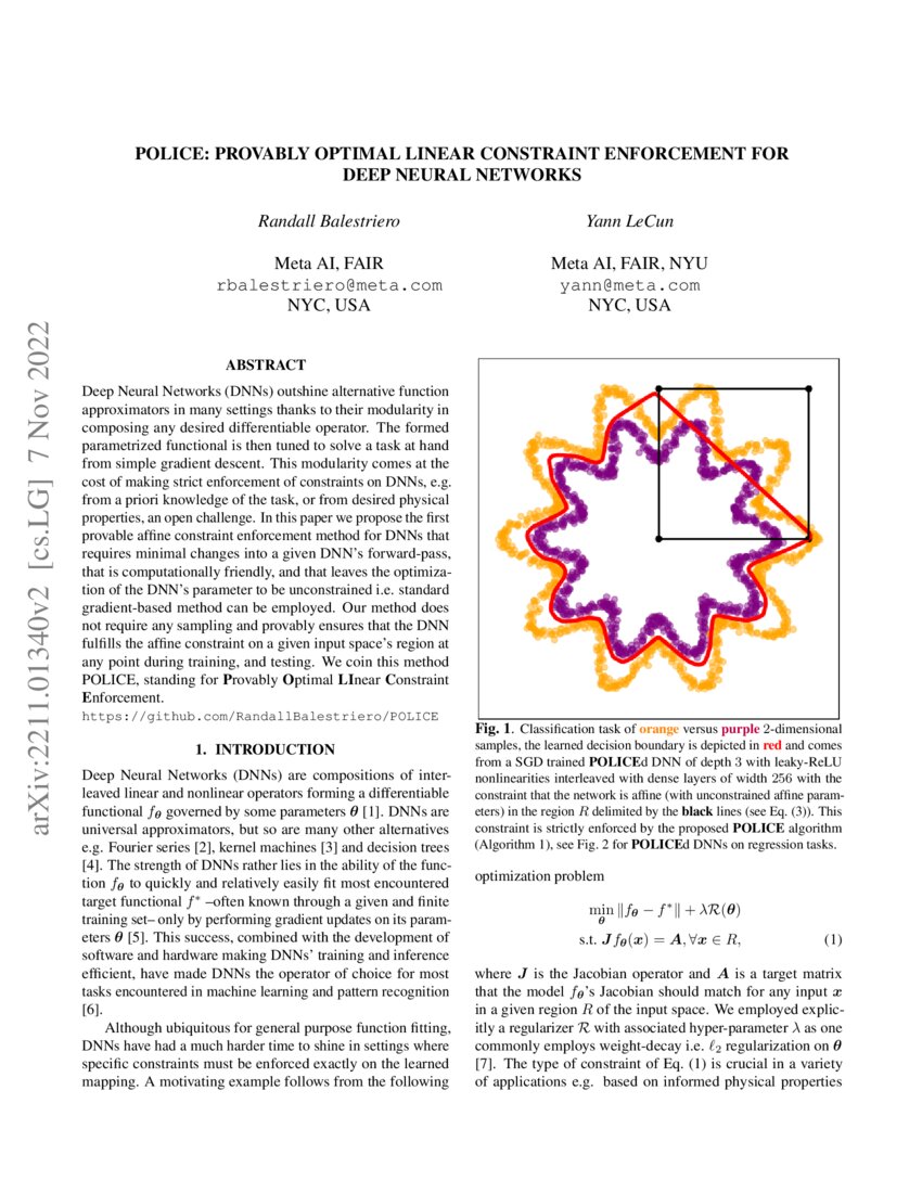 POLICE: Provably Optimal Linear Constraint Enforcement for Deep Neural ... POLICE: Provably Optimal Linear Constraint Enforcement for Deep Neural ...