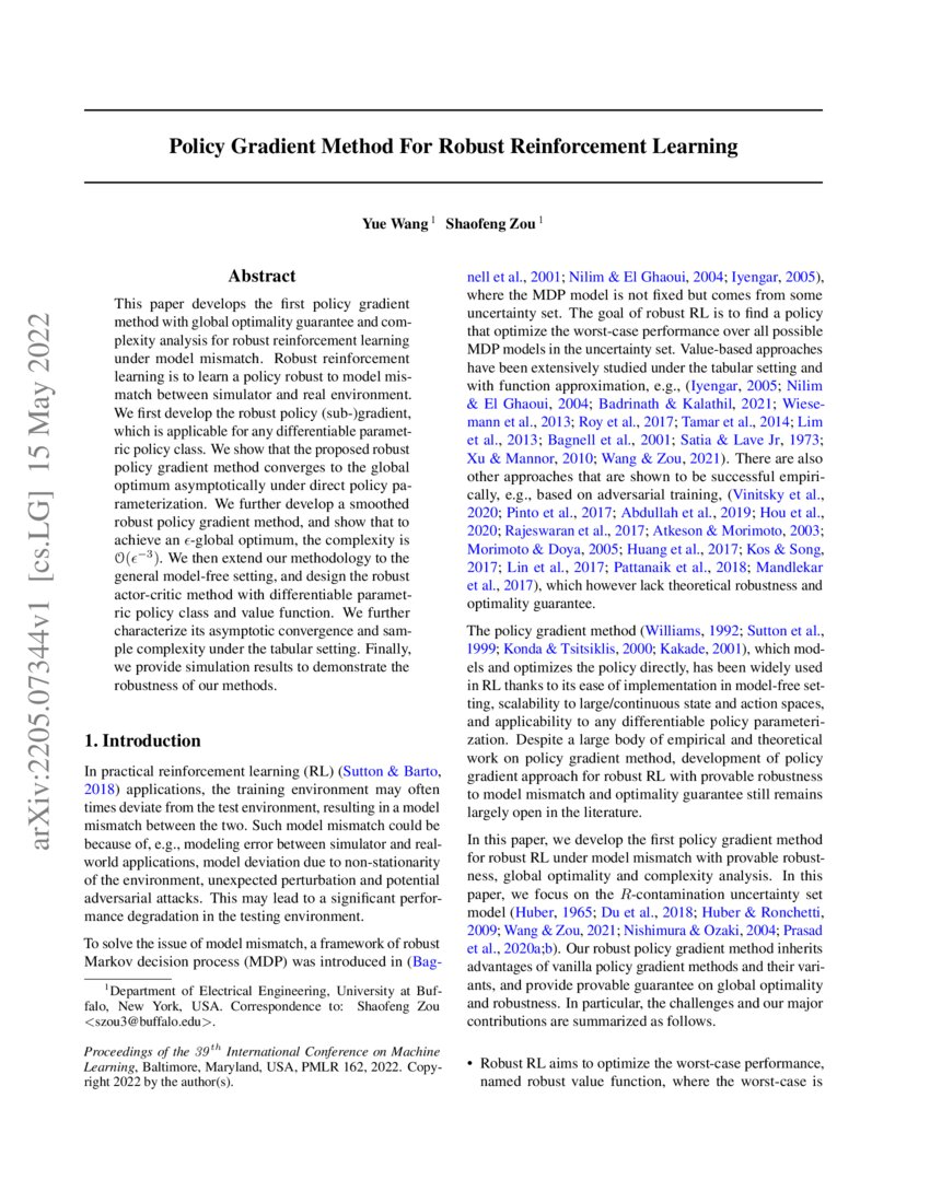 Policy Gradient Method For Robust Reinforcement Learning | DeepAI