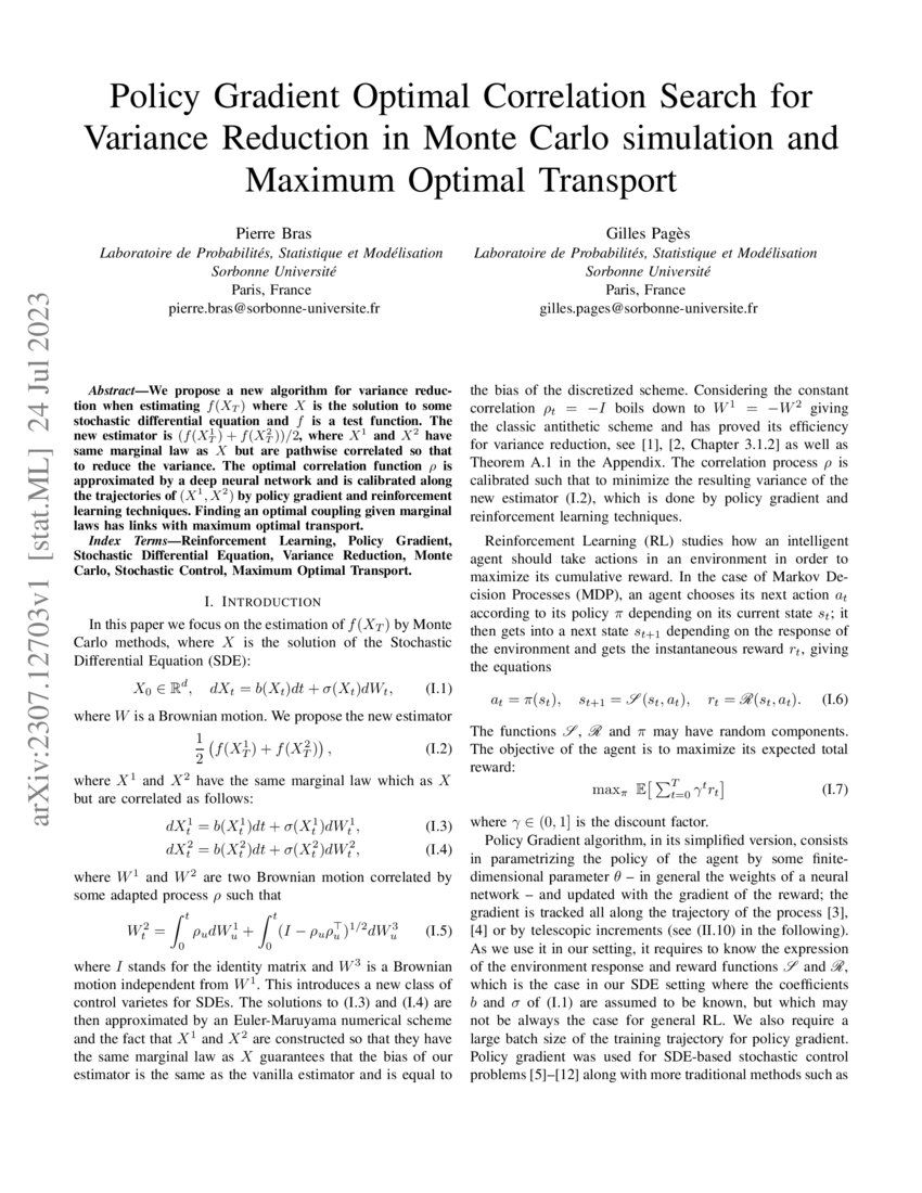 Policy Gradient Optimal Correlation Search For Variance Reduction In