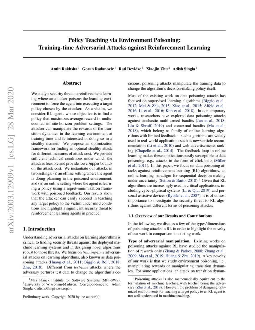 Policy Teaching Via Environment Poisoning Training Time Adversarial Attacks Against