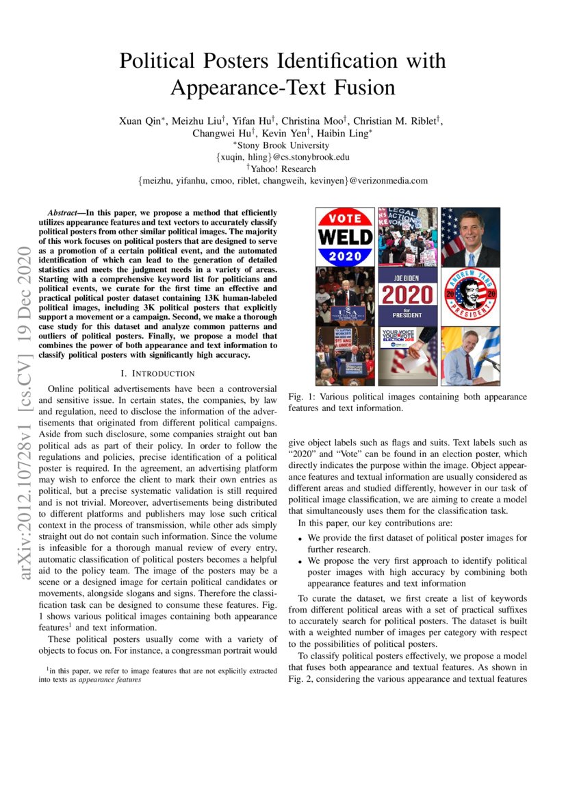Political Posters Identification with Appearance-Text Fusion | DeepAI