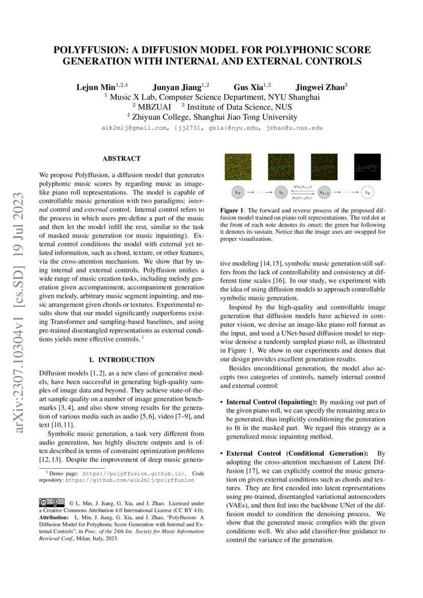 Polyffusion: A Diffusion Model for Polyphonic Score Generation with ...