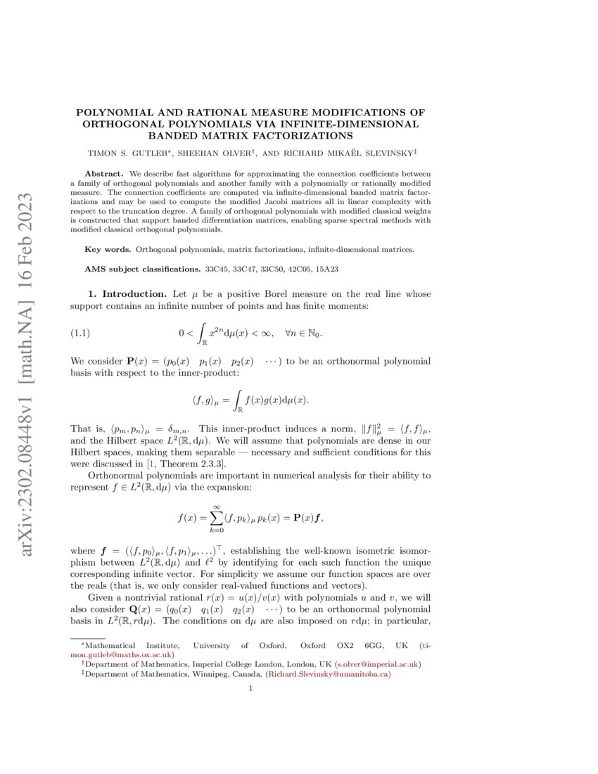Polynomial And Rational Measure Modifications Of Orthogonal Polynomials
