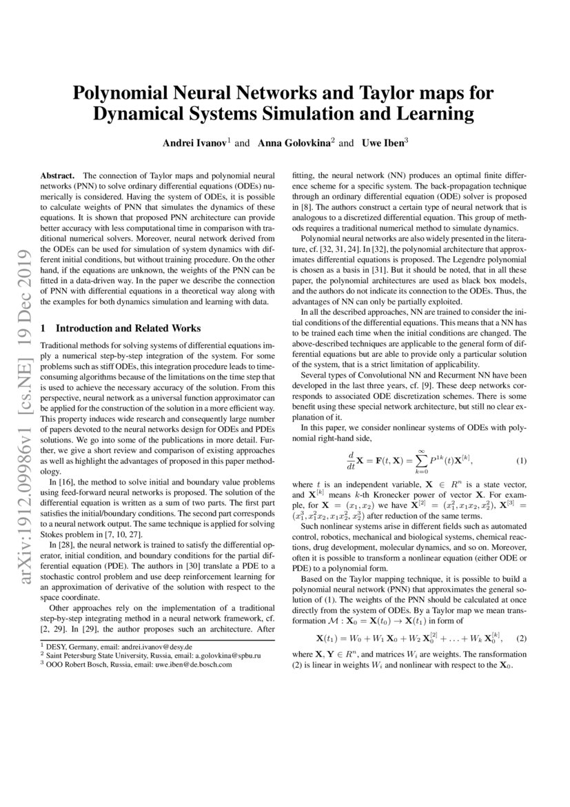 Polynomial Neural Networks And Taylor Maps For Dynamical Systems Simulation And Learning Deepai