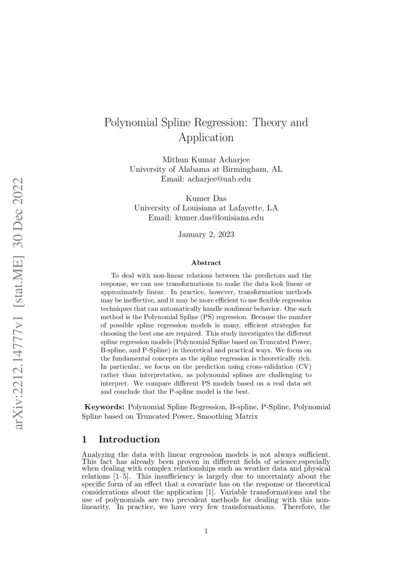 Polynomial Spline Regression Theory And Application Deepai