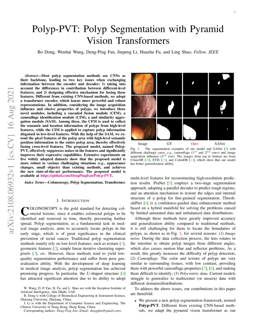 Polyp Pvt Polyp Segmentation With Pyramid Vision Transformers Deepai