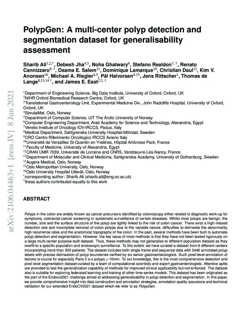 Polypgen A Multi Center Polyp Detection And Segmentation Dataset For Generalisability