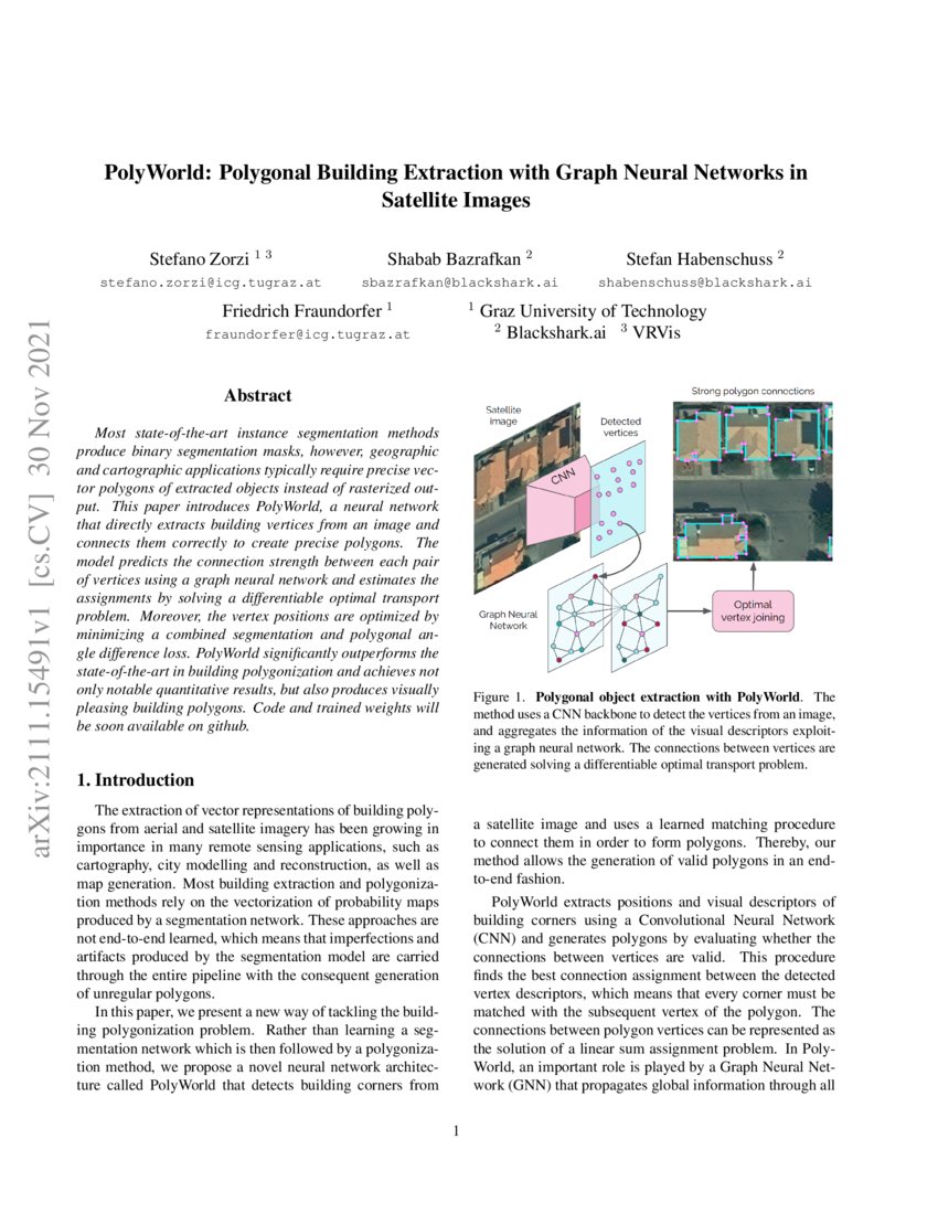 PolyWorld: Polygonal Building Extraction with Graph Neural Networks in Satellite Images | DeepAI