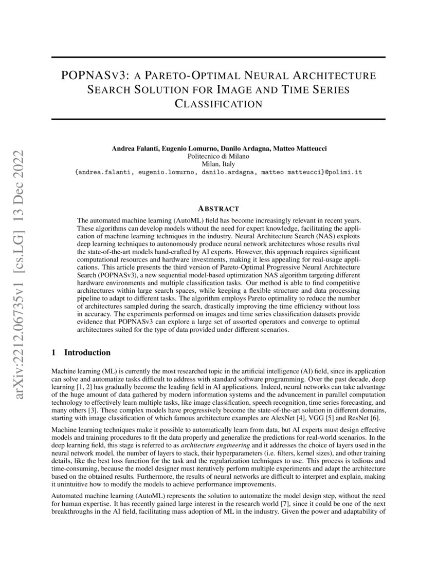 Popnasv3 A Pareto Optimal Neural Architecture Search Solution For
