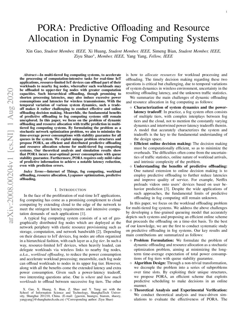 PORA: Predictive Offloading and Resource Allocation in Dynamic Fog ...