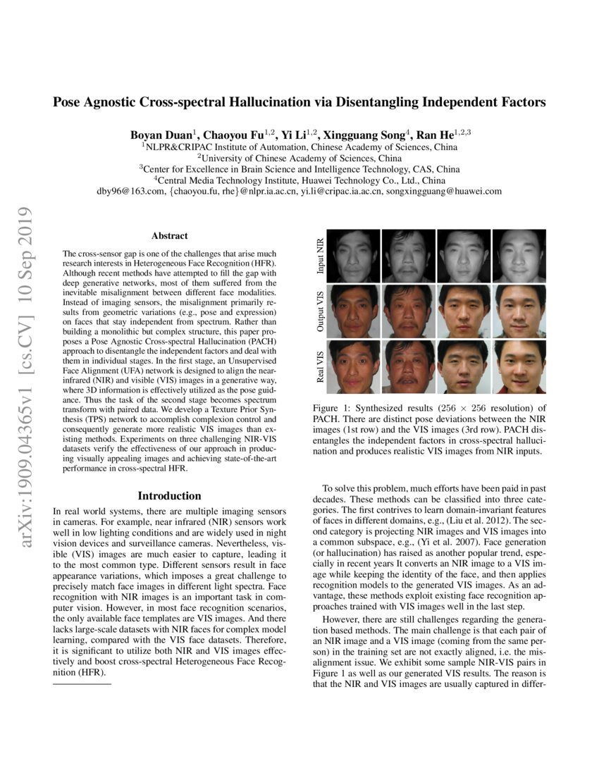 Pose Agnostic Cross-spectral Hallucination via Disentangling ...
