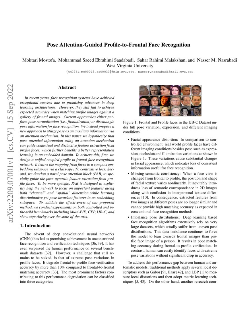 Pose Attention Guided Profile To Frontal Face Recognition Deepai