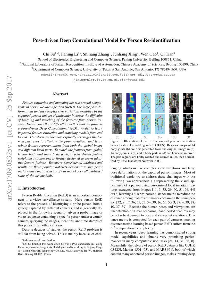 Pose-driven Deep Convolutional Model for Person Re-identification | DeepAI