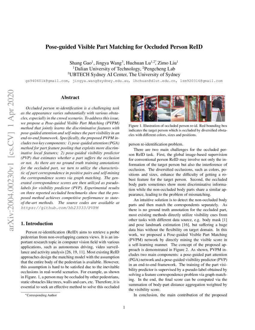 Pose-guided Visible Part Matching for Occluded Person ReID | DeepAI