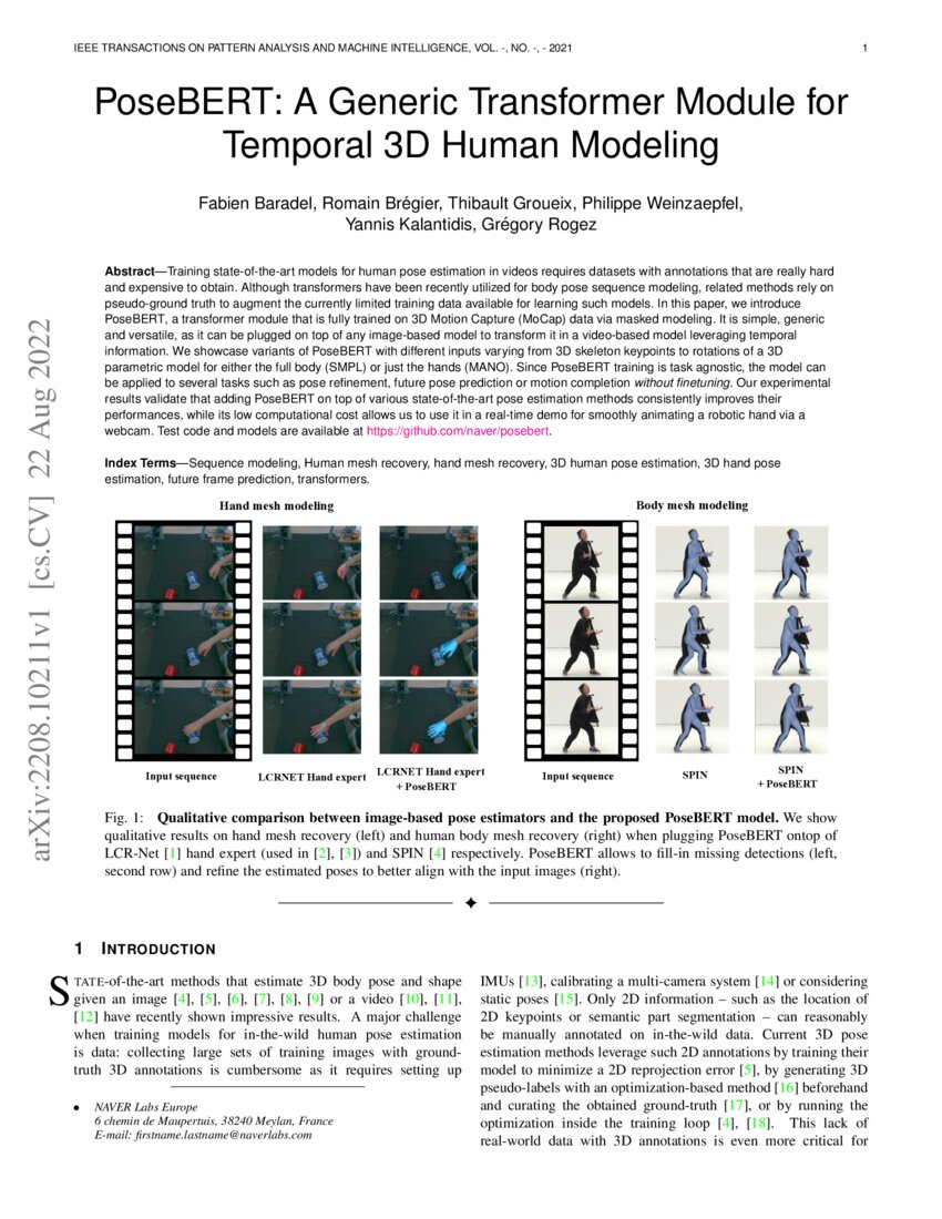 Posebert A Generic Transformer Module For Temporal 3d Human Modeling 8965