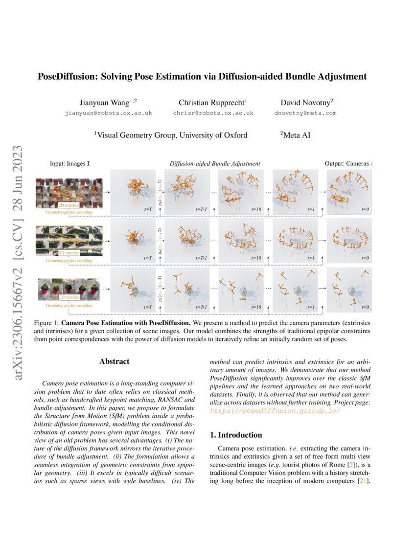 PoseDiffusion: Solving Pose Estimation via Diffusion-aided Bundle Adjustment | DeepAI