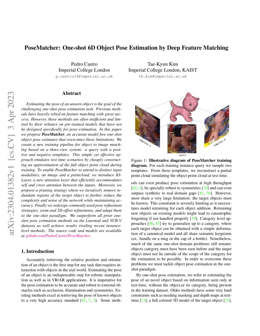 Posematcher One Shot 6d Object Pose Estimation By Deep Feature Matching Deepai 