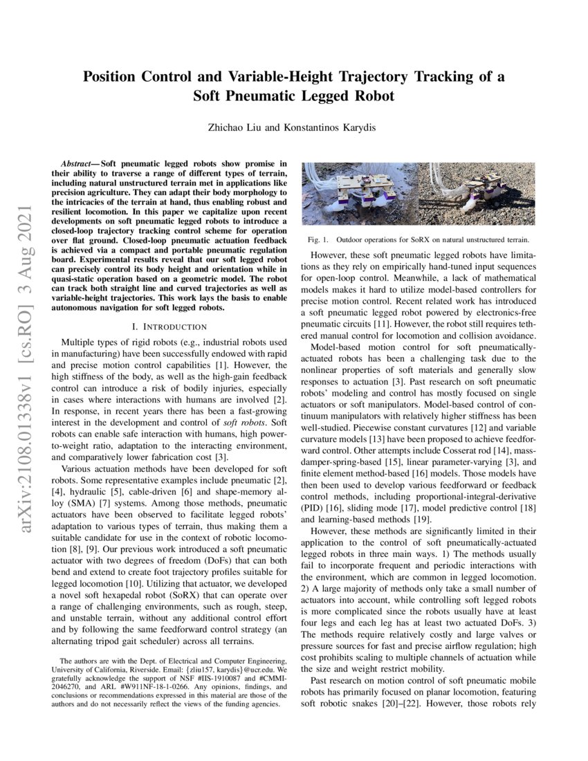 Position Control and Variable-Height Trajectory Tracking of a Soft ...