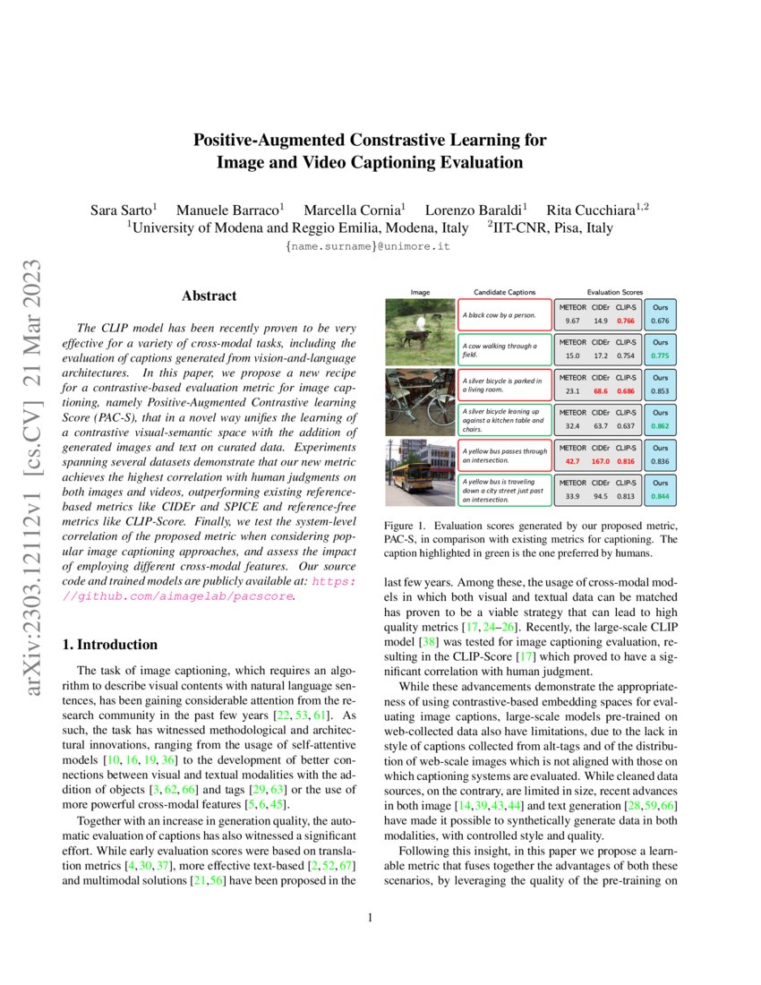 Positive Augmented Contrastive Learning For Image And Video Captioning Evaluation Deepai