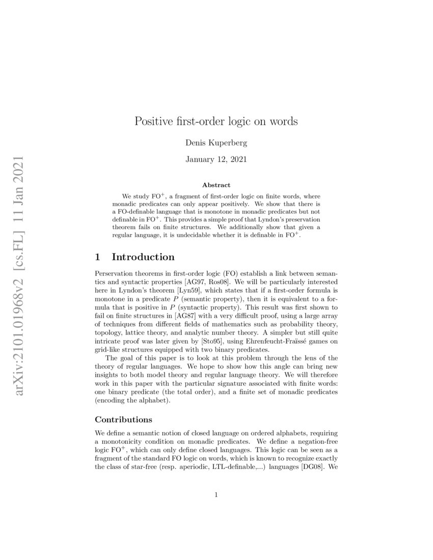 Positive first-order logic on words | DeepAI