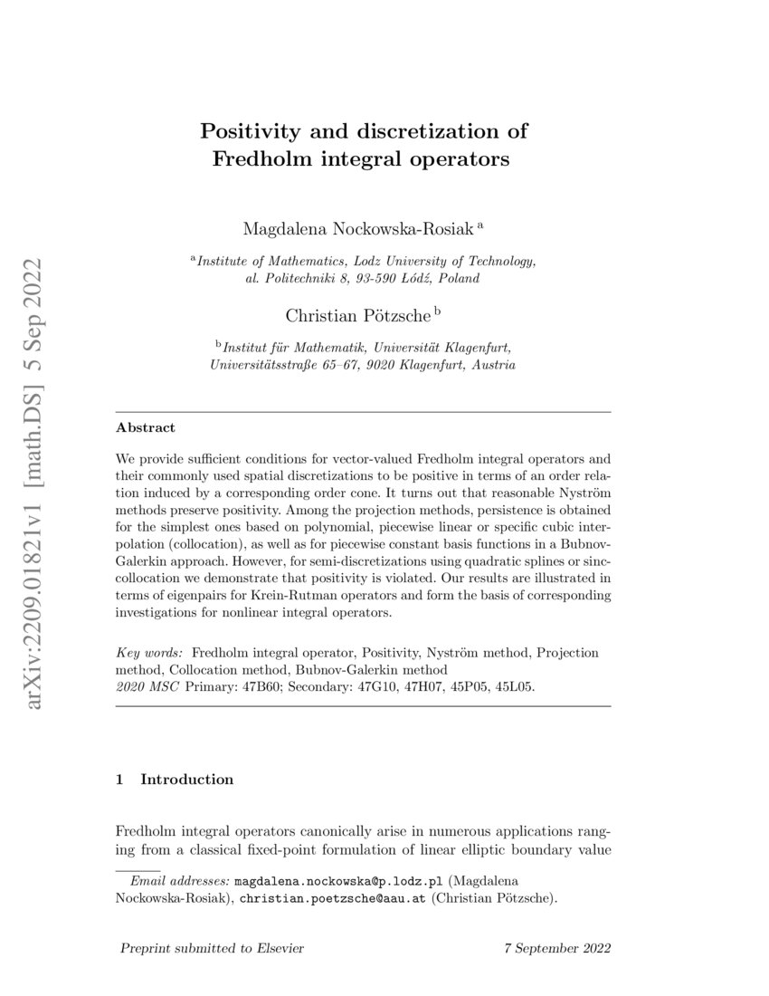 Positivity And Discretization Of Fredholm Integral Operators Deepai