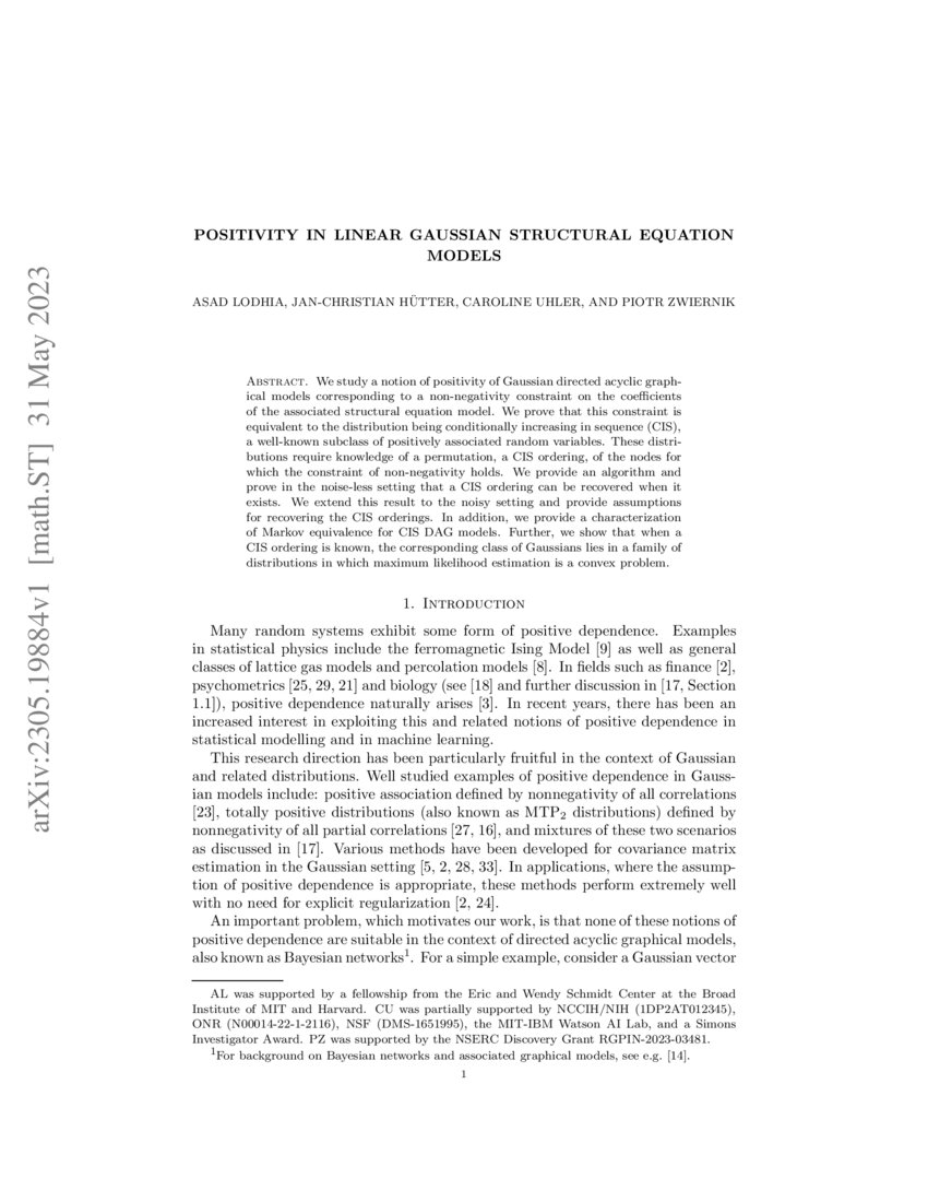 Positivity In Linear Gaussian Structural Equation Models Deepai