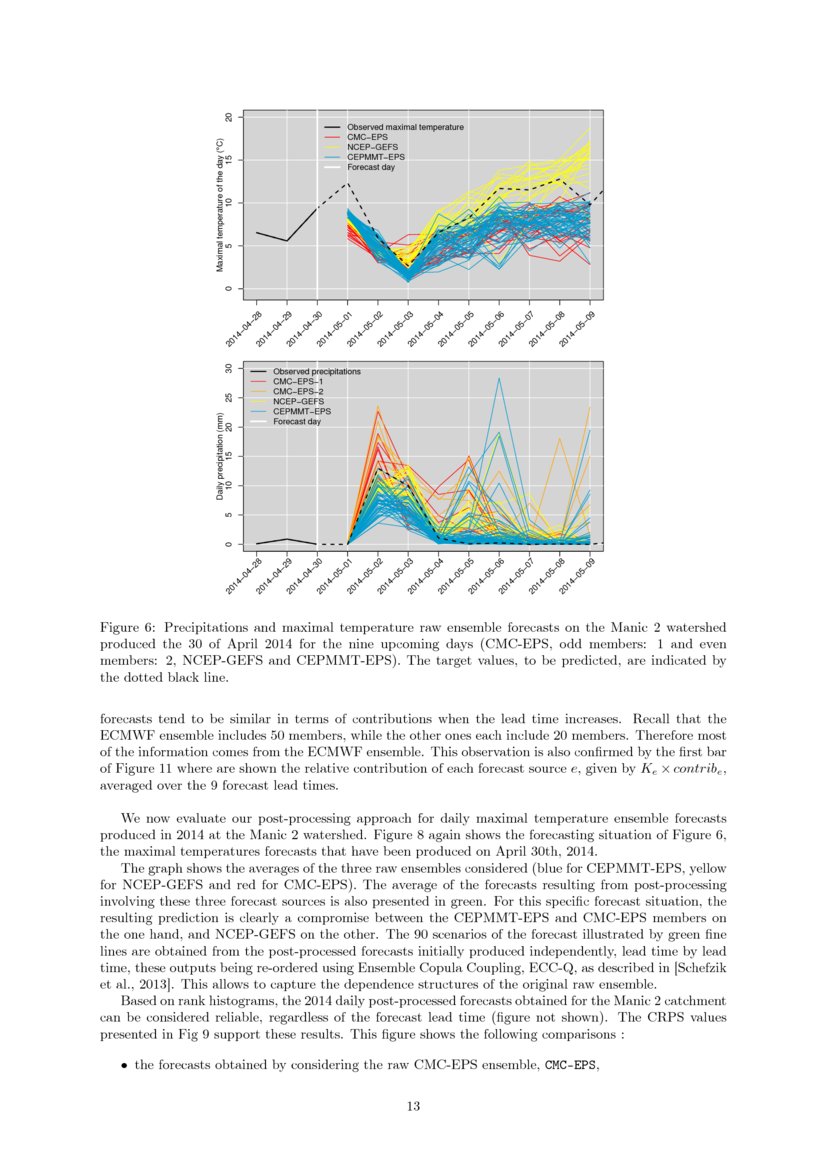 Post-processing multi-ensemble temperature and precipitation forecasts through an Exchangeable ...
